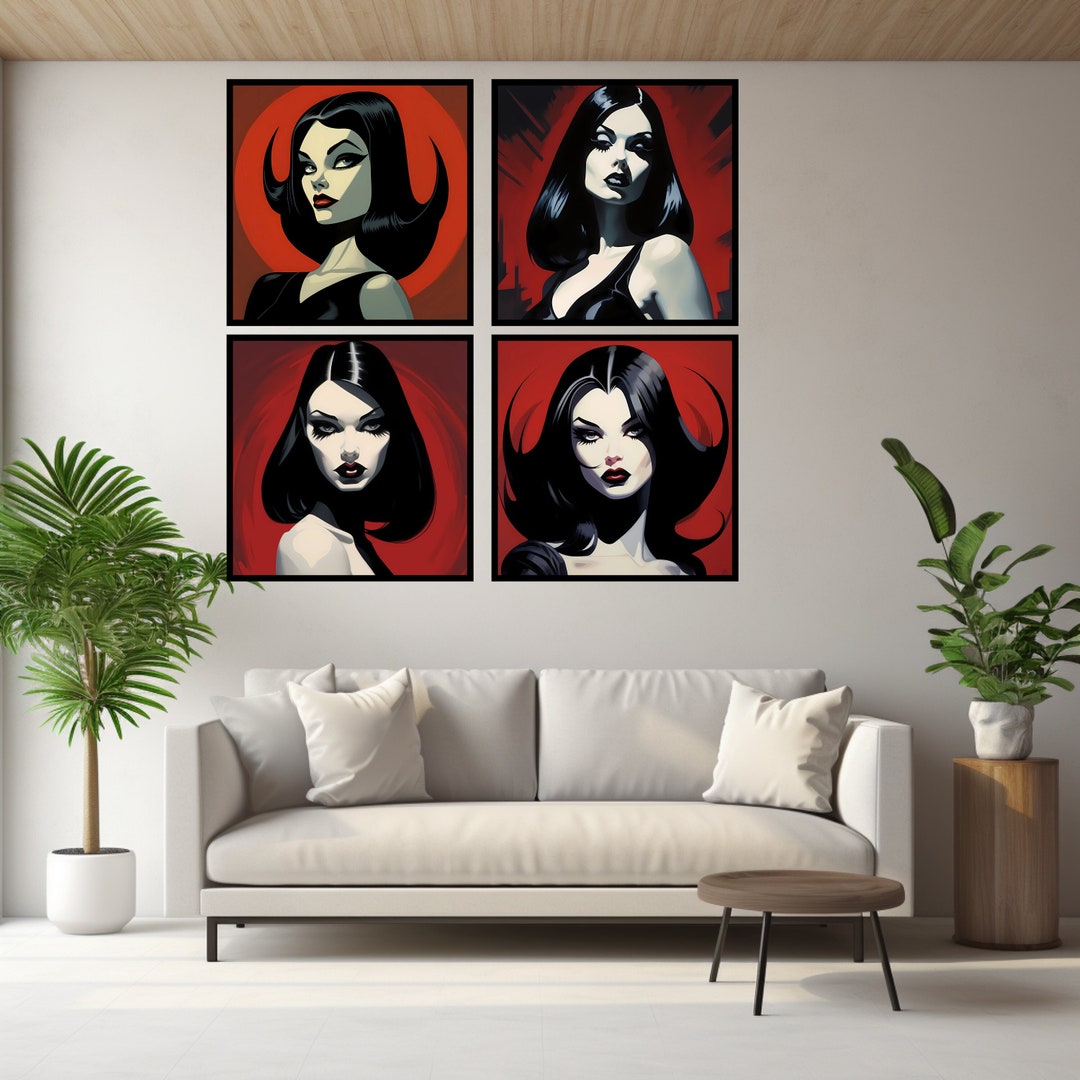 Female Goth Portrait Comic Book Cartoon Style Illustrations Instant ...