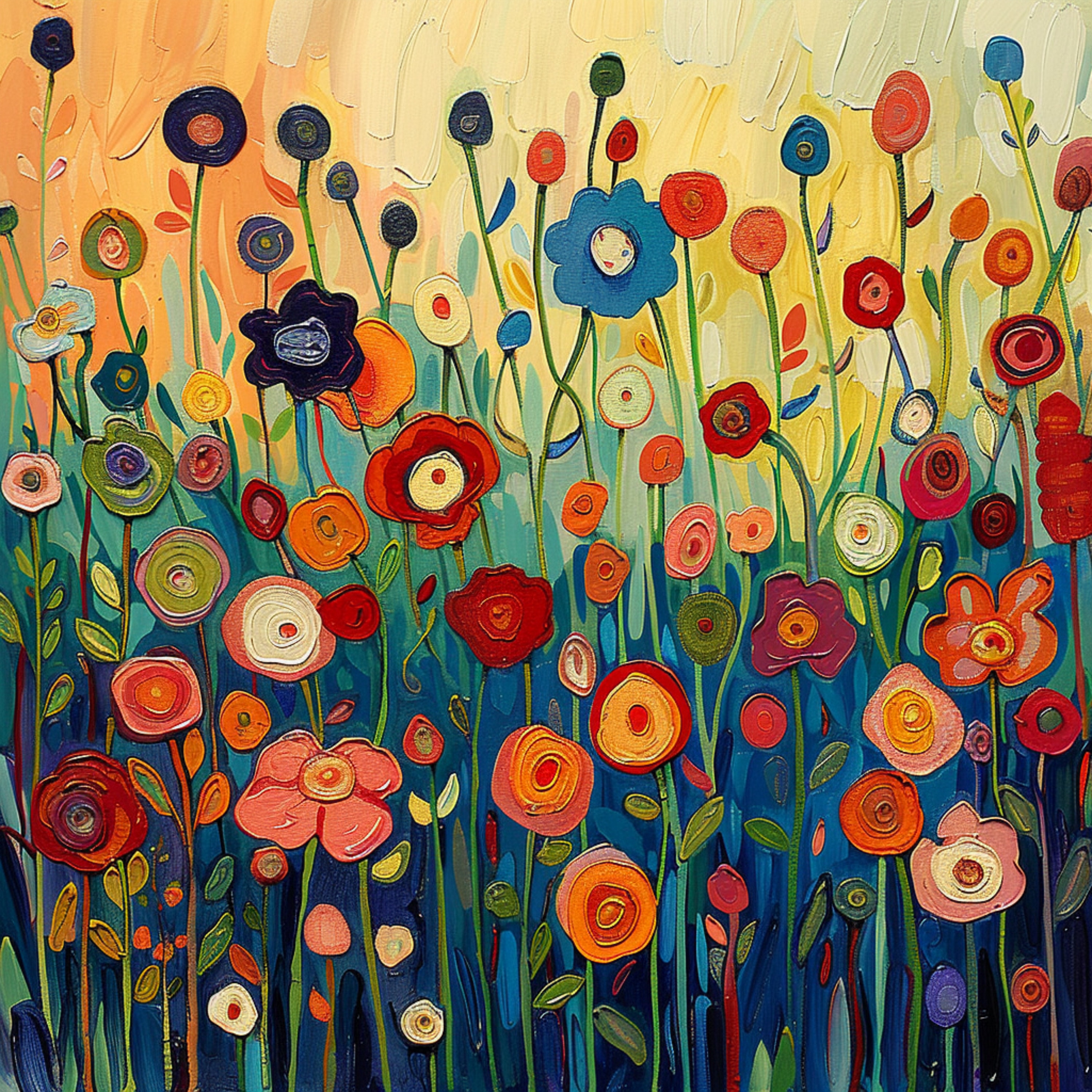 8 Colorful Floral Wall Art, Bold Flower Digital Print, Vibrant Floral ...
