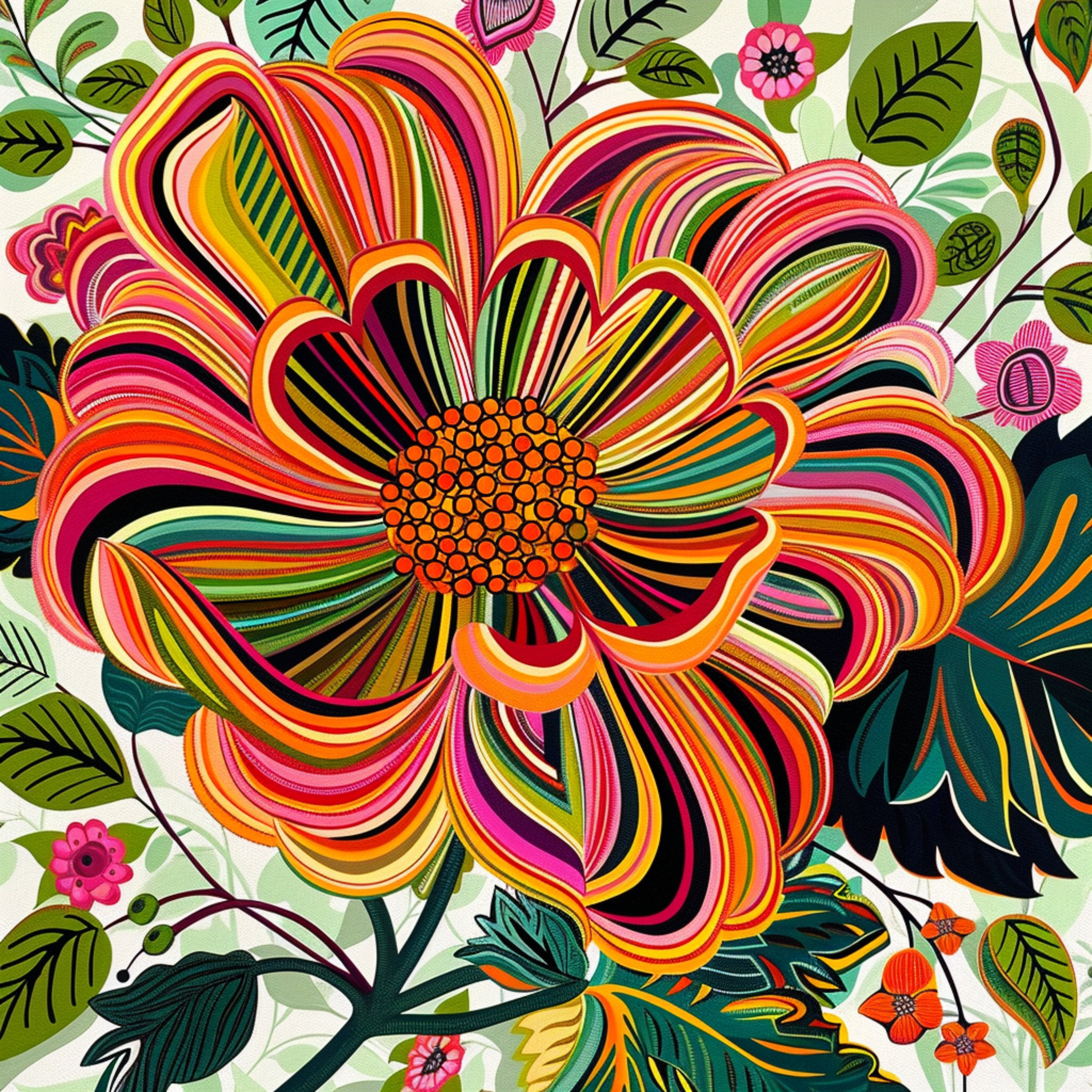NINE Boho Retro Floral Wall Art, Colorful Flower Digital Print, Modern ...