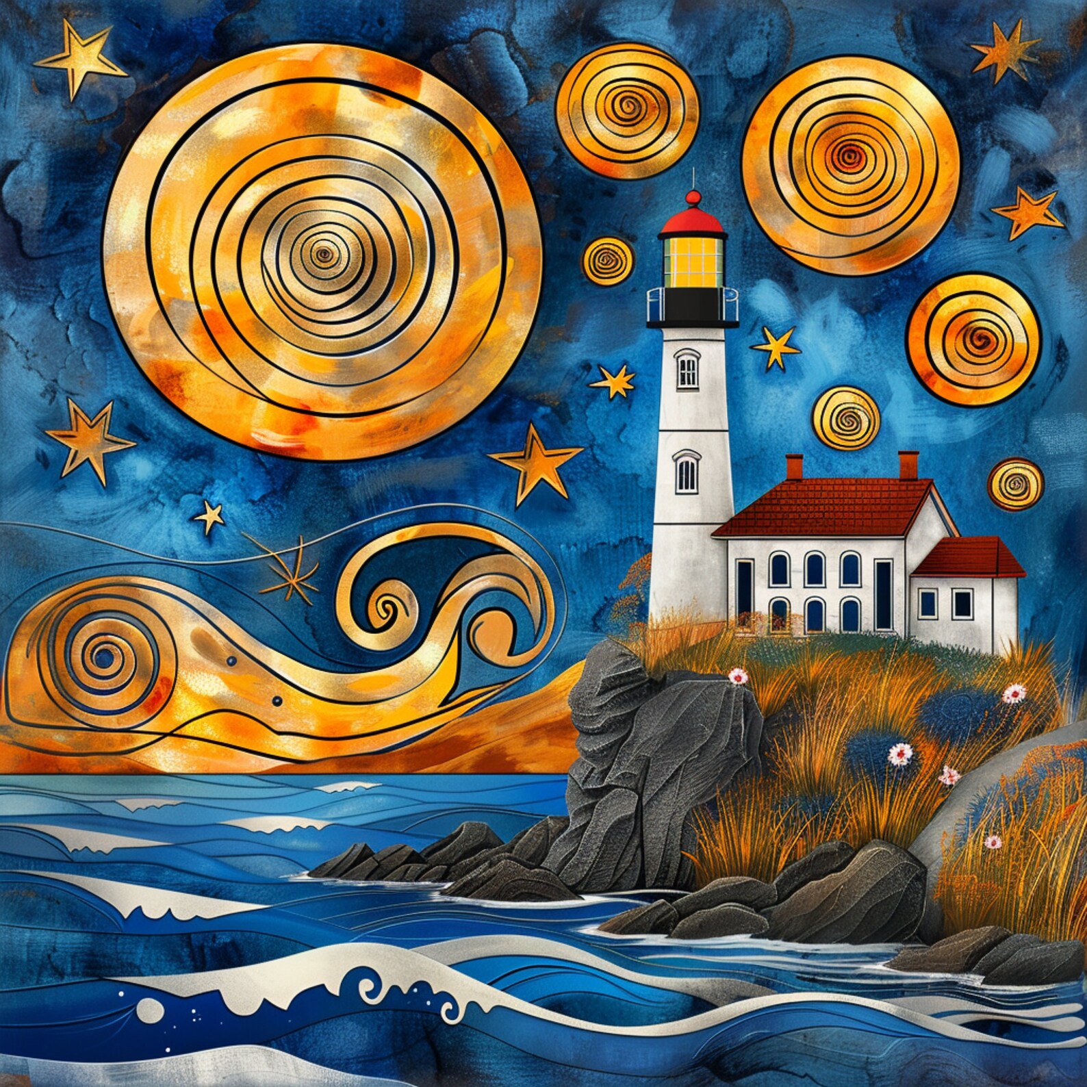 11 Digital Lighthouse Wall Art, Contemporary Coastal Decor, Large ...