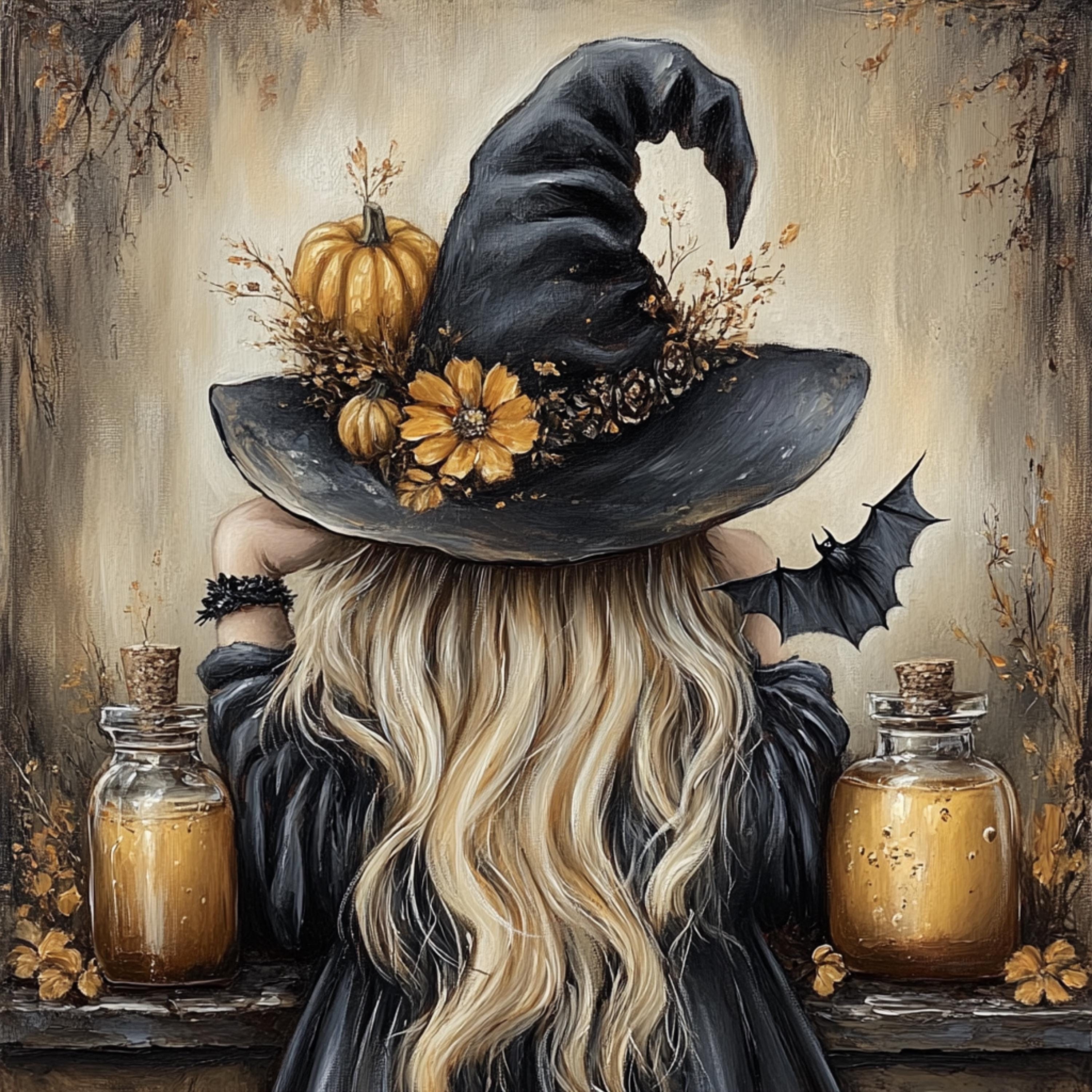 10 Halloween Witch Art Print, Digital Witch Illustration, Whimsical ...