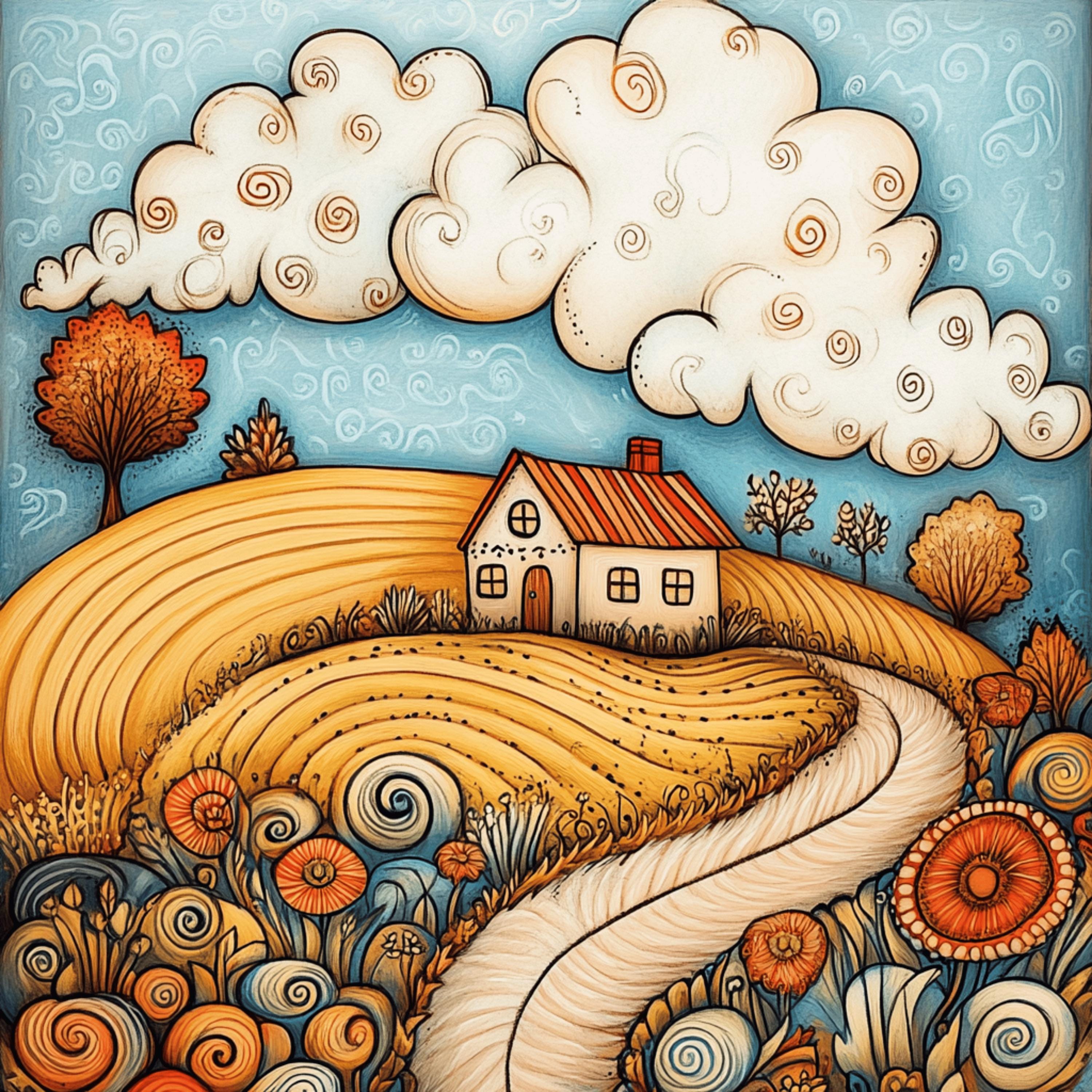 8 Whimsical House Art Print, Downloadable Large Wall Artwork, Instant ...