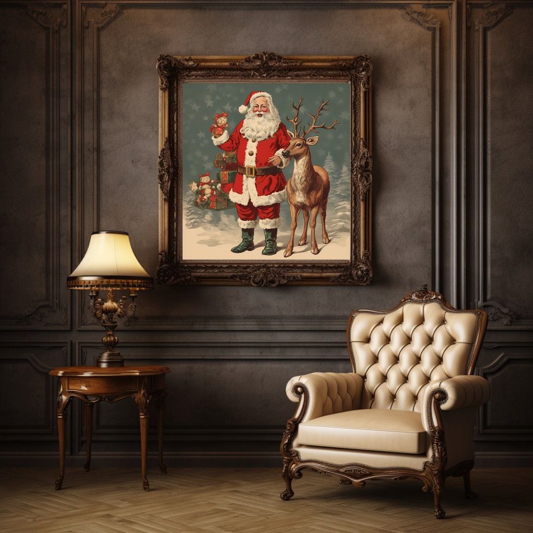 Digital Download Printable Affordable Artwork Retro Christmas Santa ...