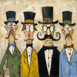 ELEVEN Vintage Style Distinguished Gentlemen Artwork, Large Wall Art ...