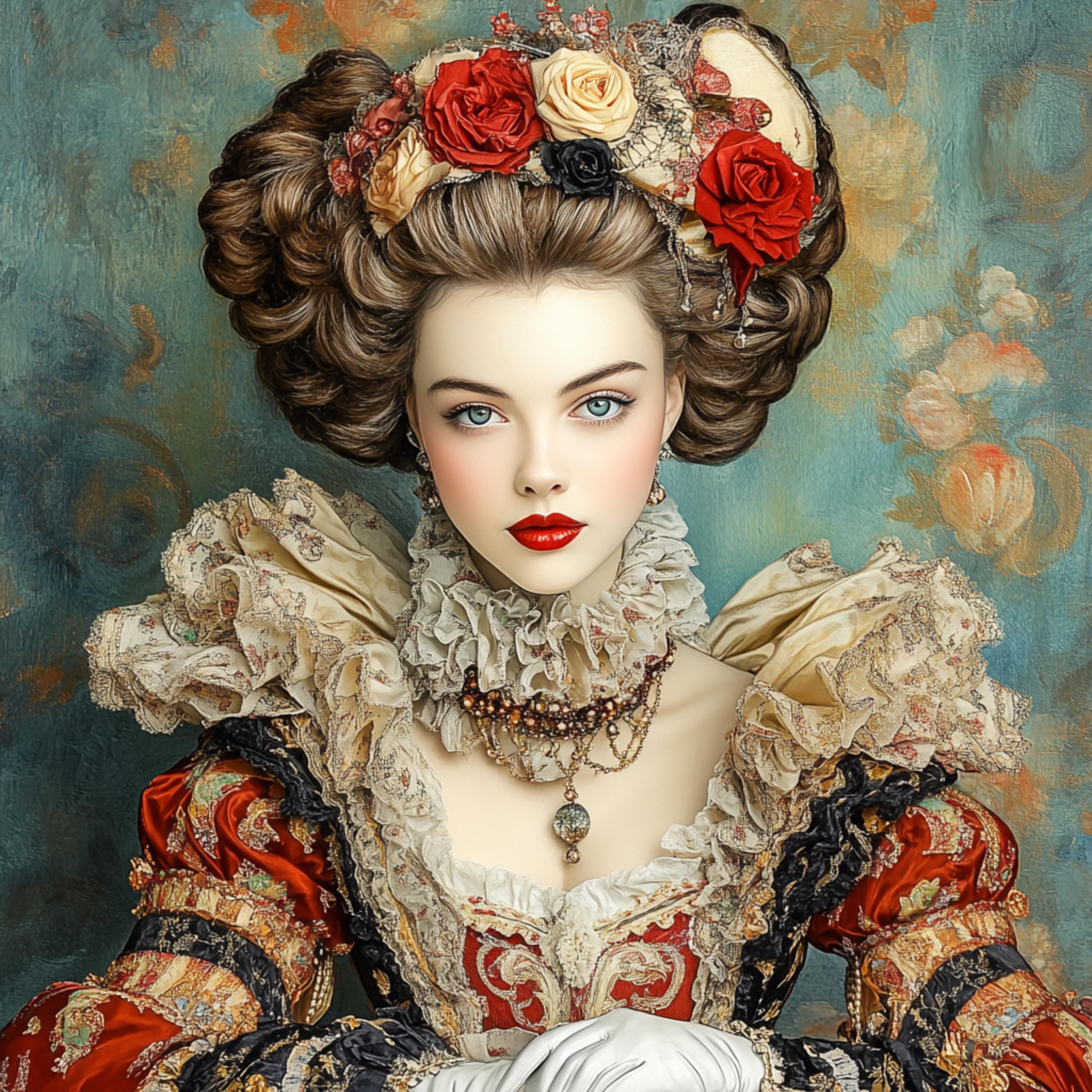 18 Digital Images Rococo Female Portraits Ornate Art Large Square ...
