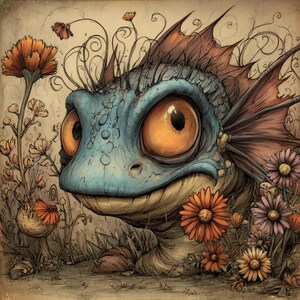 16 Kids Fantasy Creature Art, Digital Download PNG, DIY Kids Room Decor ...