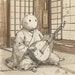 SIX Traditional Japanese Musician Art, Digital Download, Moon Head ...
