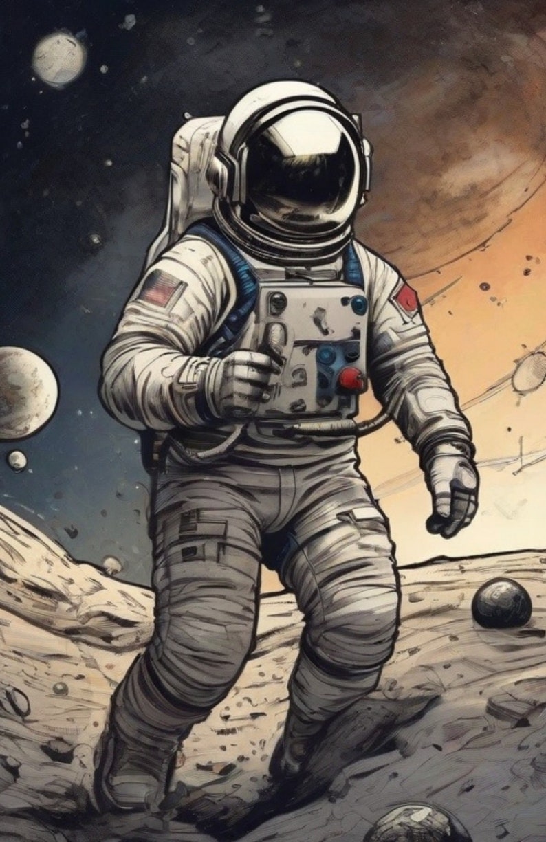 FOUR Spaceman Astronaut Posters Wall Art Instant Printable Digital ...