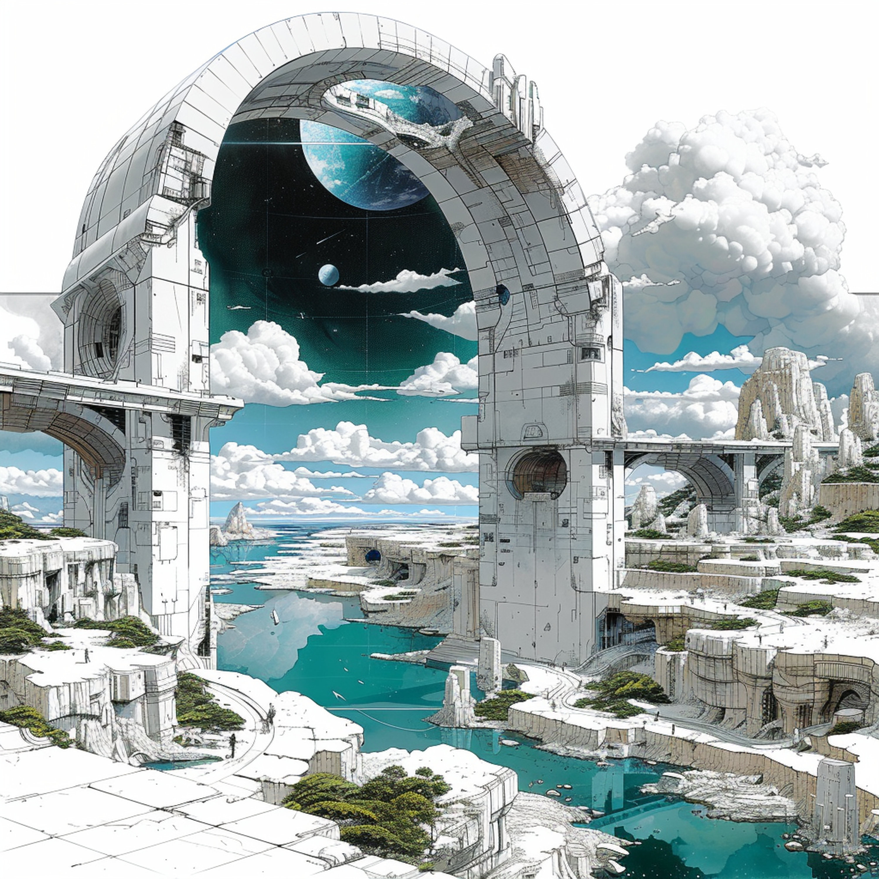 THIRTEEN Futuristic Tech Line Art Digital Images, Modern Sci-fi Art ...