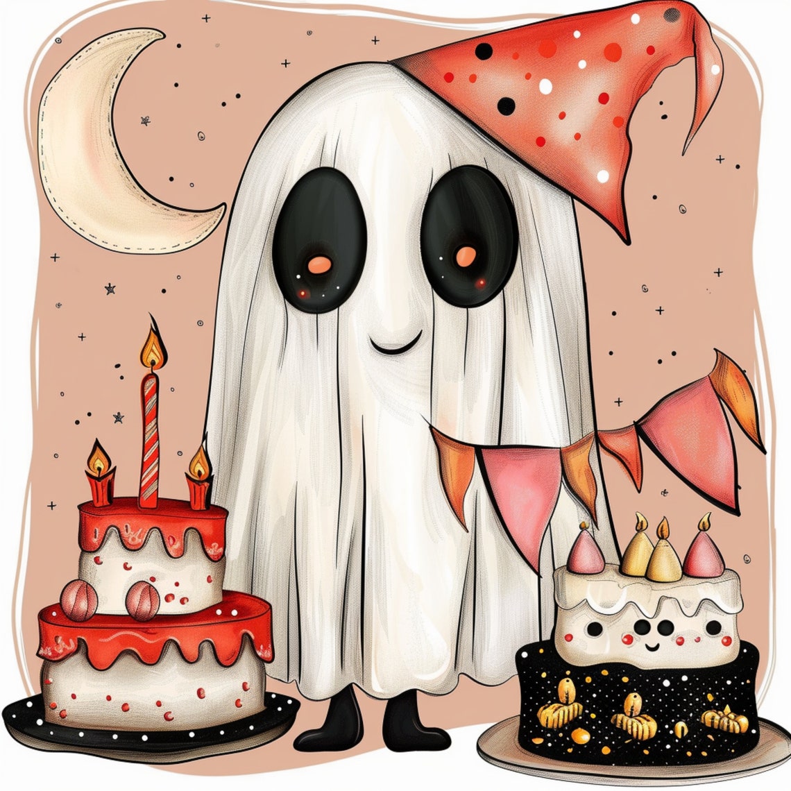 30 Cute Boo Sheet Ghosts Digital Poster, Printable Ghost Art for Kids ...