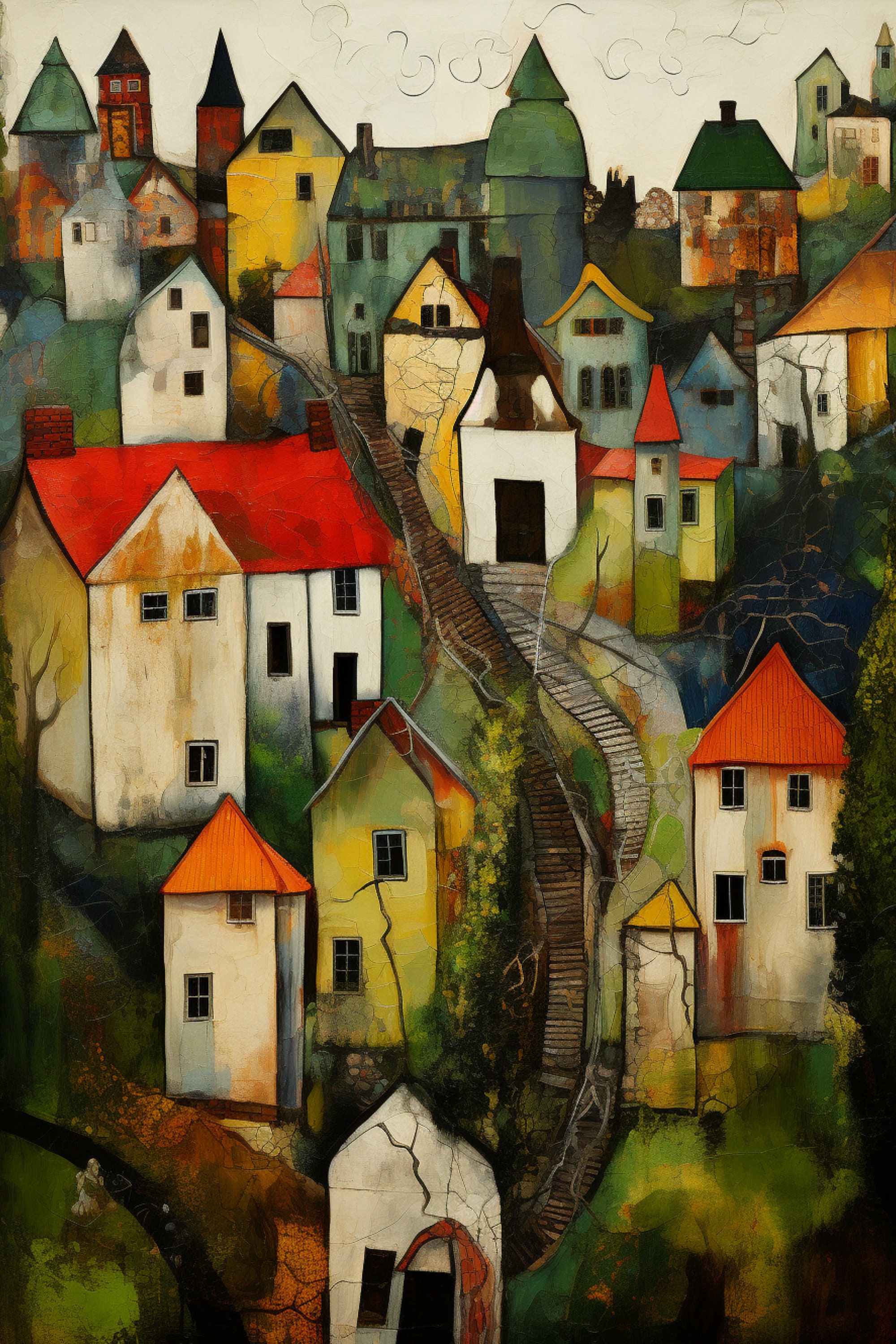 TEN Colorful Abstract Cityscapes, Digital Download, Geometric Houses ...