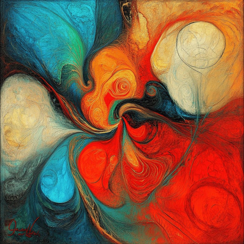 12 Abstract Vibrant Primary Colors Digital Prints Set, Modern Wall Art ...