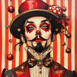 Whimsical Clown Portraits Set of 14 Digital Images Vintage Circus Theme ...