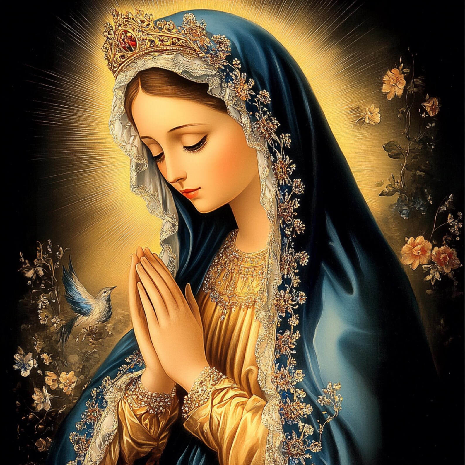 8 Mother Mary Wall Art, Digital Images Set, Religious Decor, Christmas ...