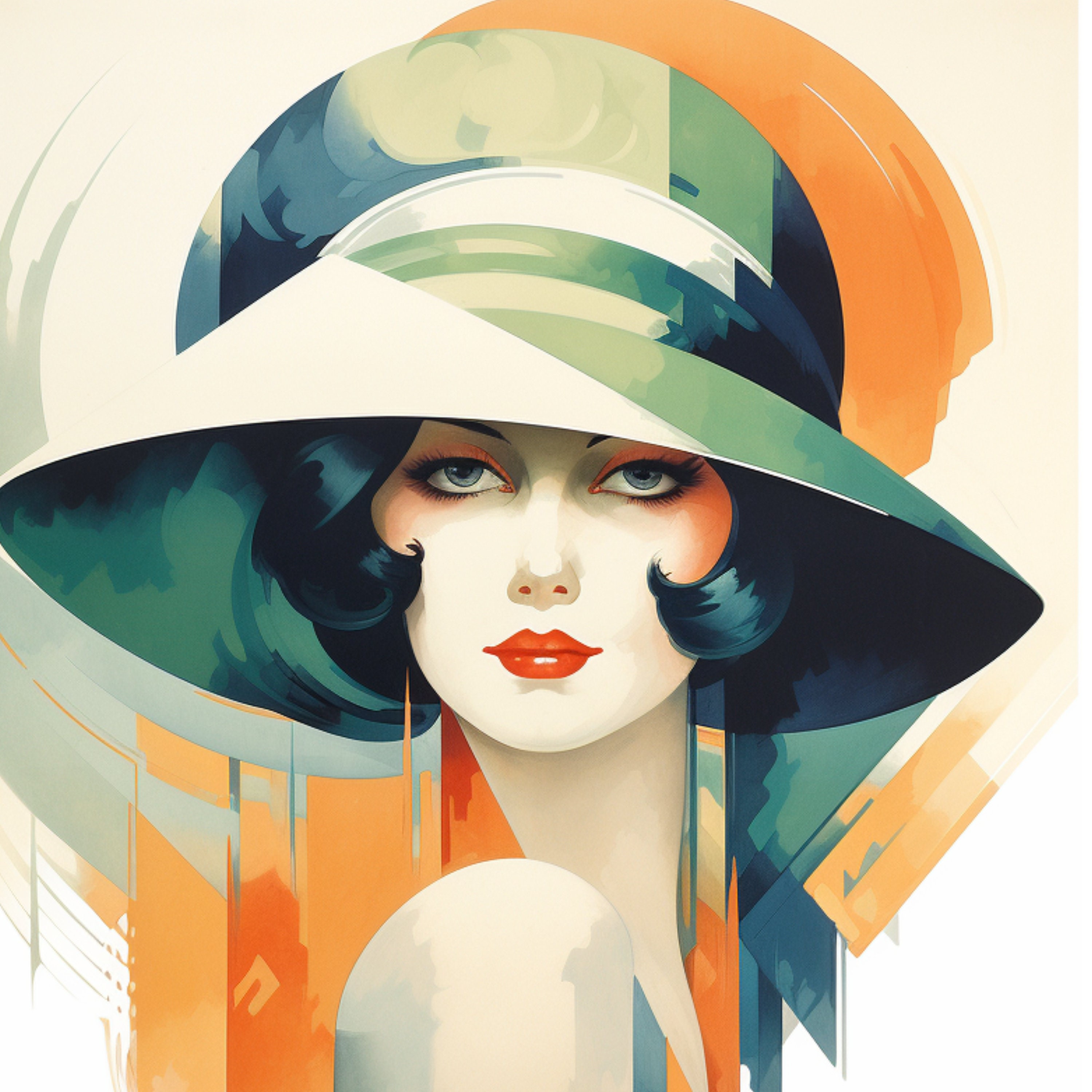 TEN Art Deco Female Portraits Wall Decor Instant Printable Digital ...
