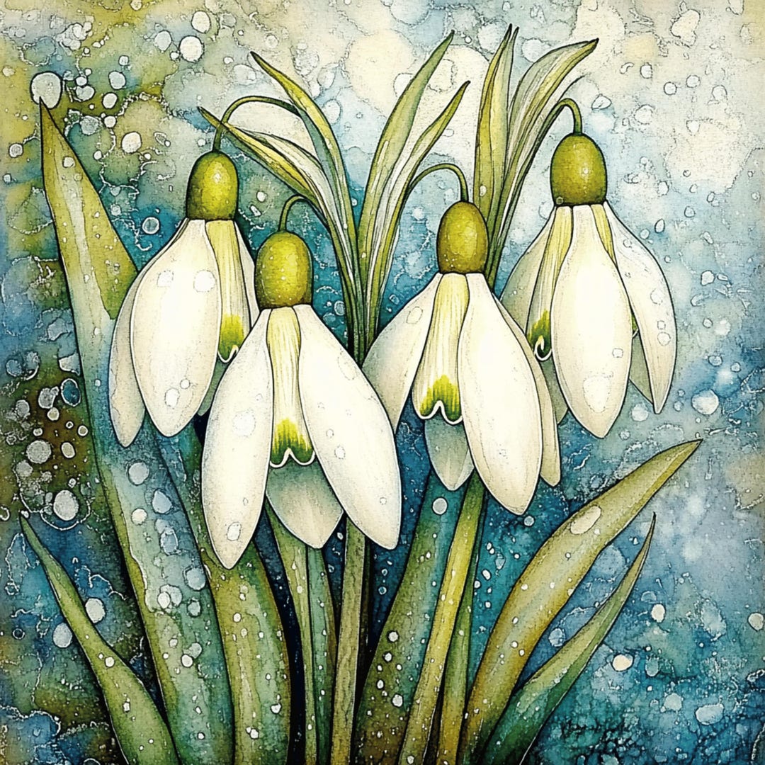 Snowdrop Digital Art Prints Set of 11 Botanical Wall Art Images ...