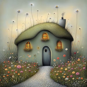 12 Whimsical Houses Digital Artwork Set, Square Wall Art Poster for ...