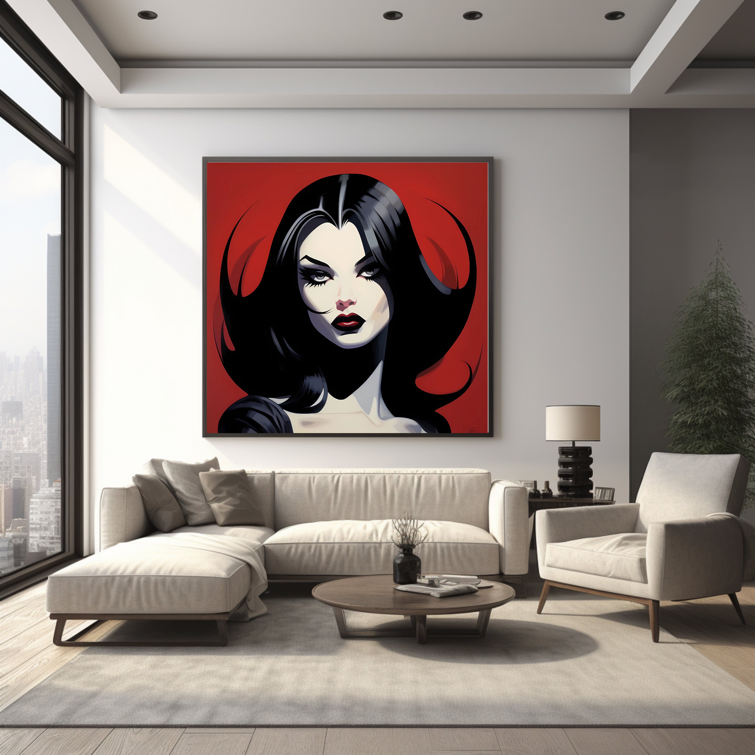 Female Goth Portrait Comic Book Cartoon Style Illustrations Instant ...