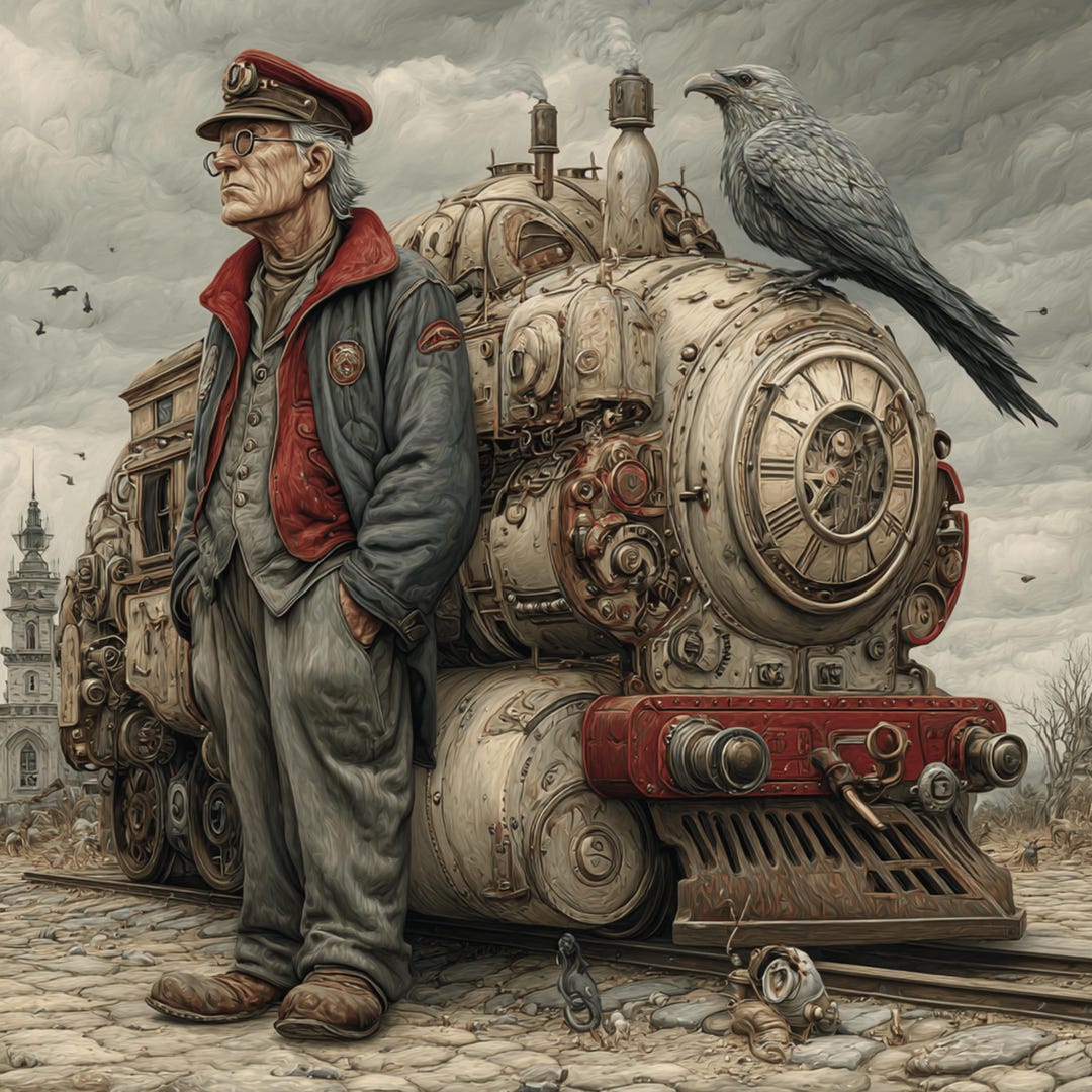 40 Steampunk Surrealism Wall Art Bundle – Printable Train Dog Clockwork ...