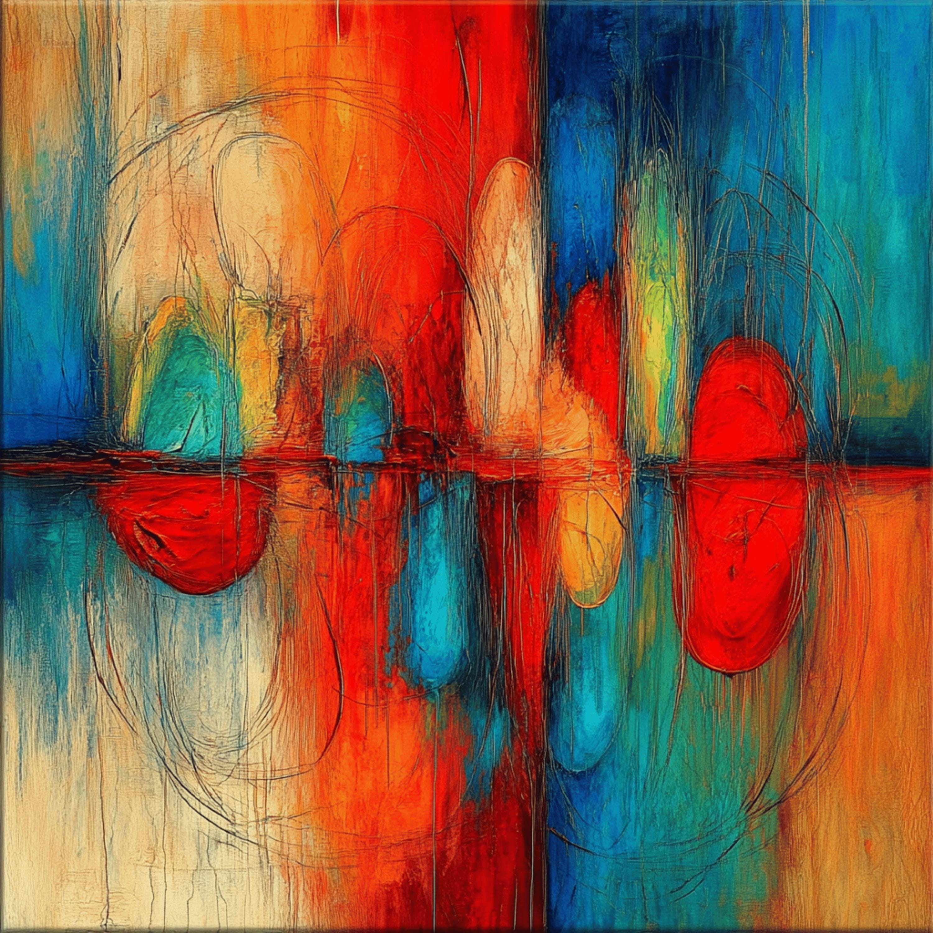 12 Abstract Vibrant Primary Colors Digital Prints Set, Modern Wall Art ...