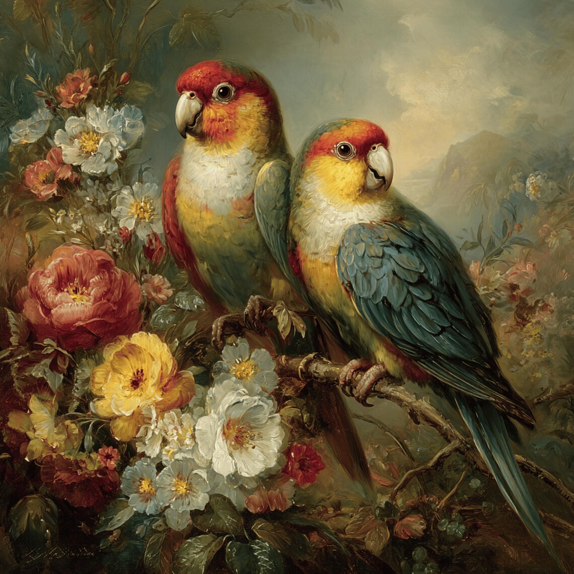 15 Colorful Parrot Portraits Digital Wall Art, Tropical Bird Paintings ...