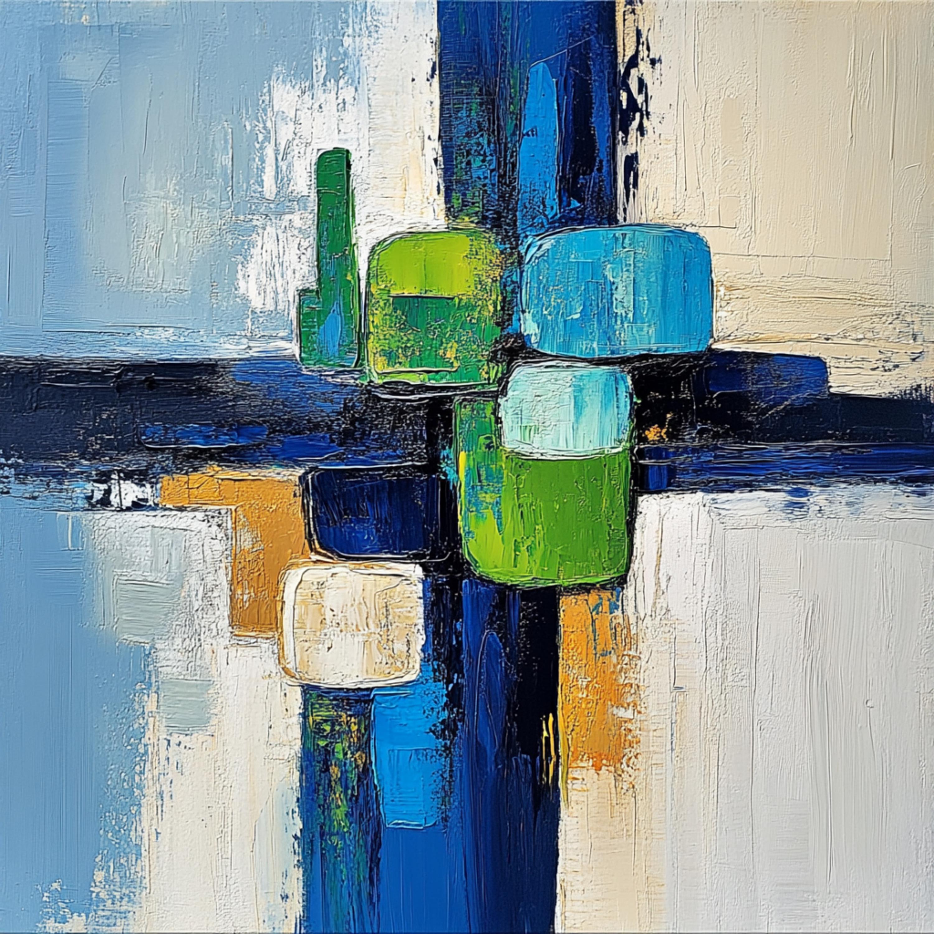 30 Digital Images, Mixed Blue Abstract Artwork, Large Square Artwork ...