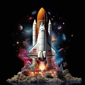 NINE Space Shuttle Rocket Launch Poster, Digital Download, Rocket ...