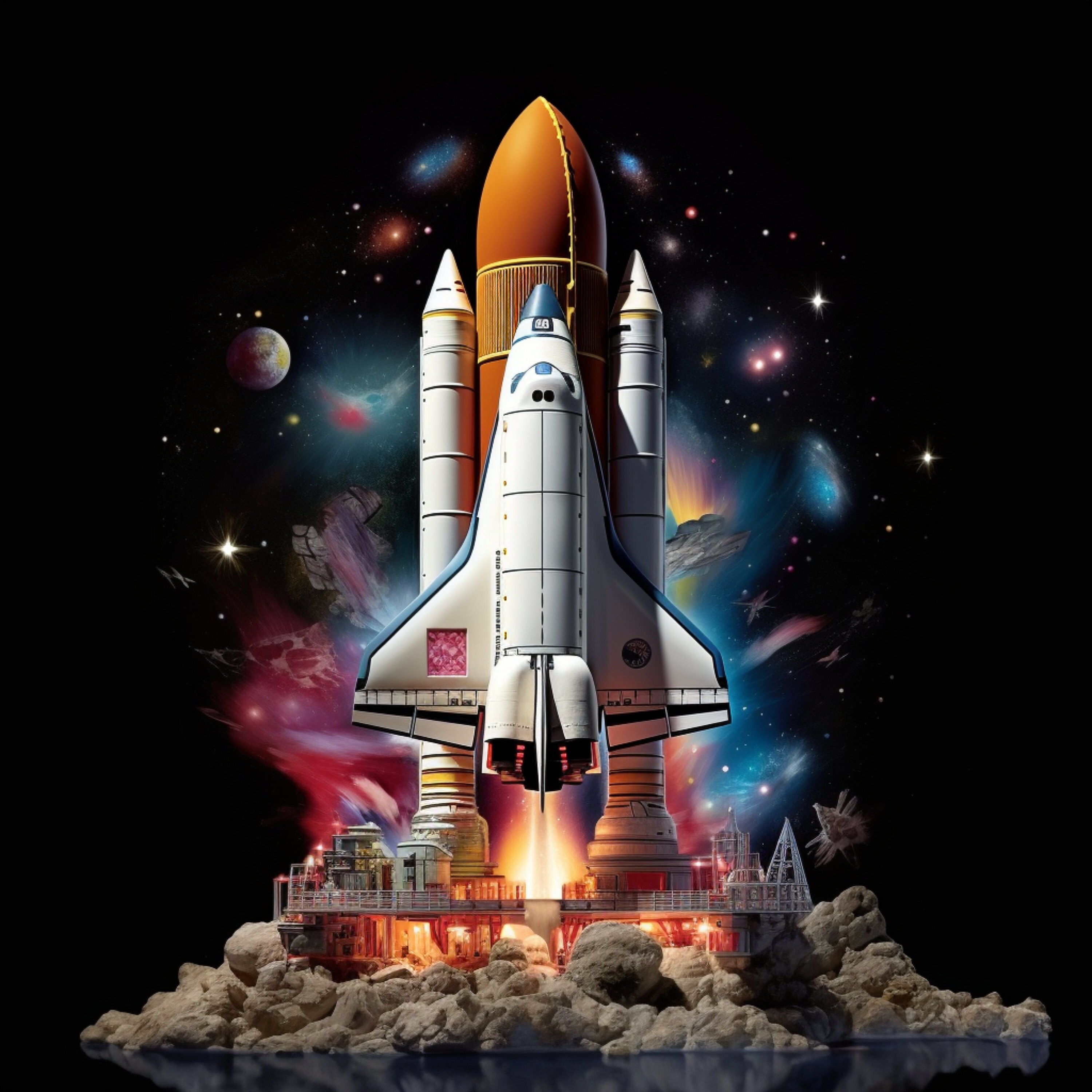 NINE Space Shuttle Rocket Launch Poster, Digital Download, Rocket ...