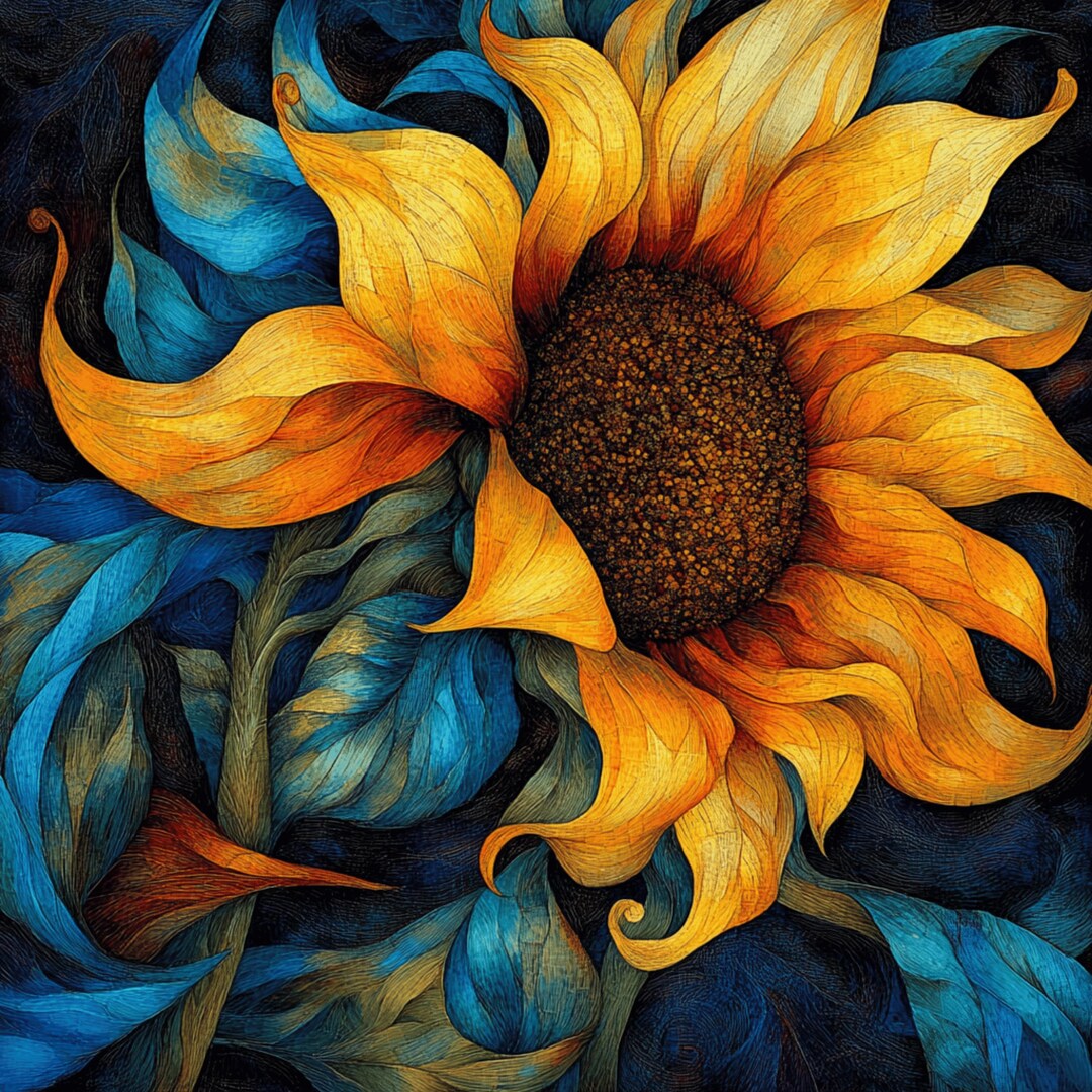 24 Sunflower Digital Images, Floral Artwork, Large Square Art Poster ...