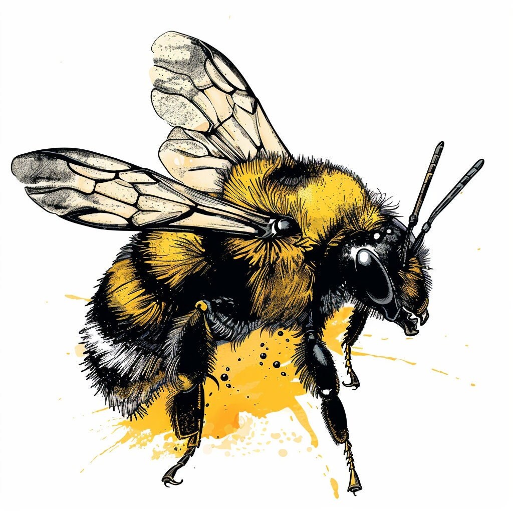 NINE Detailed Honey Bee Digital Art Print, Realistic Insect ...