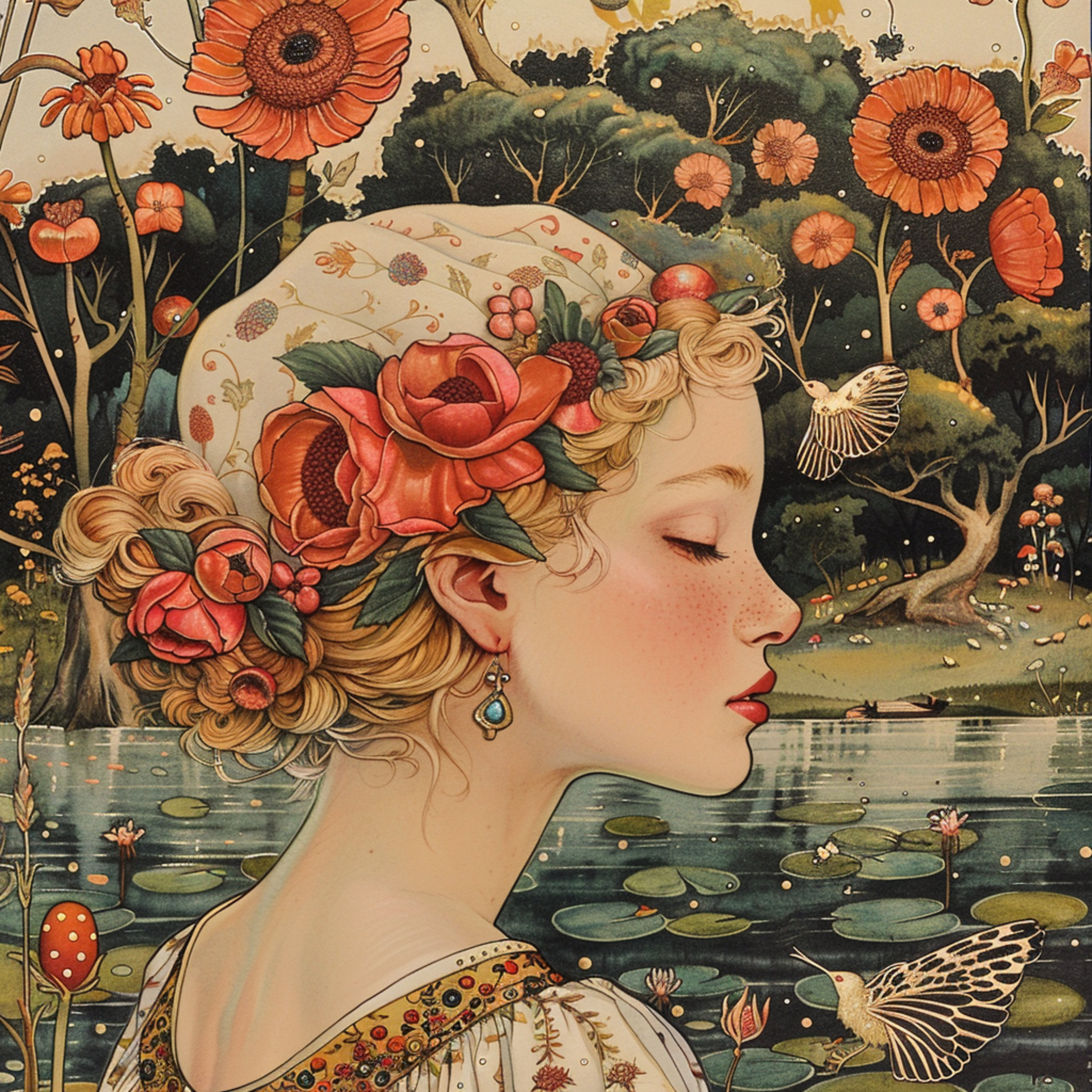 14 Whimsical Folk Art Digital Prints, Digital Images Set, Folk Art Wall ...