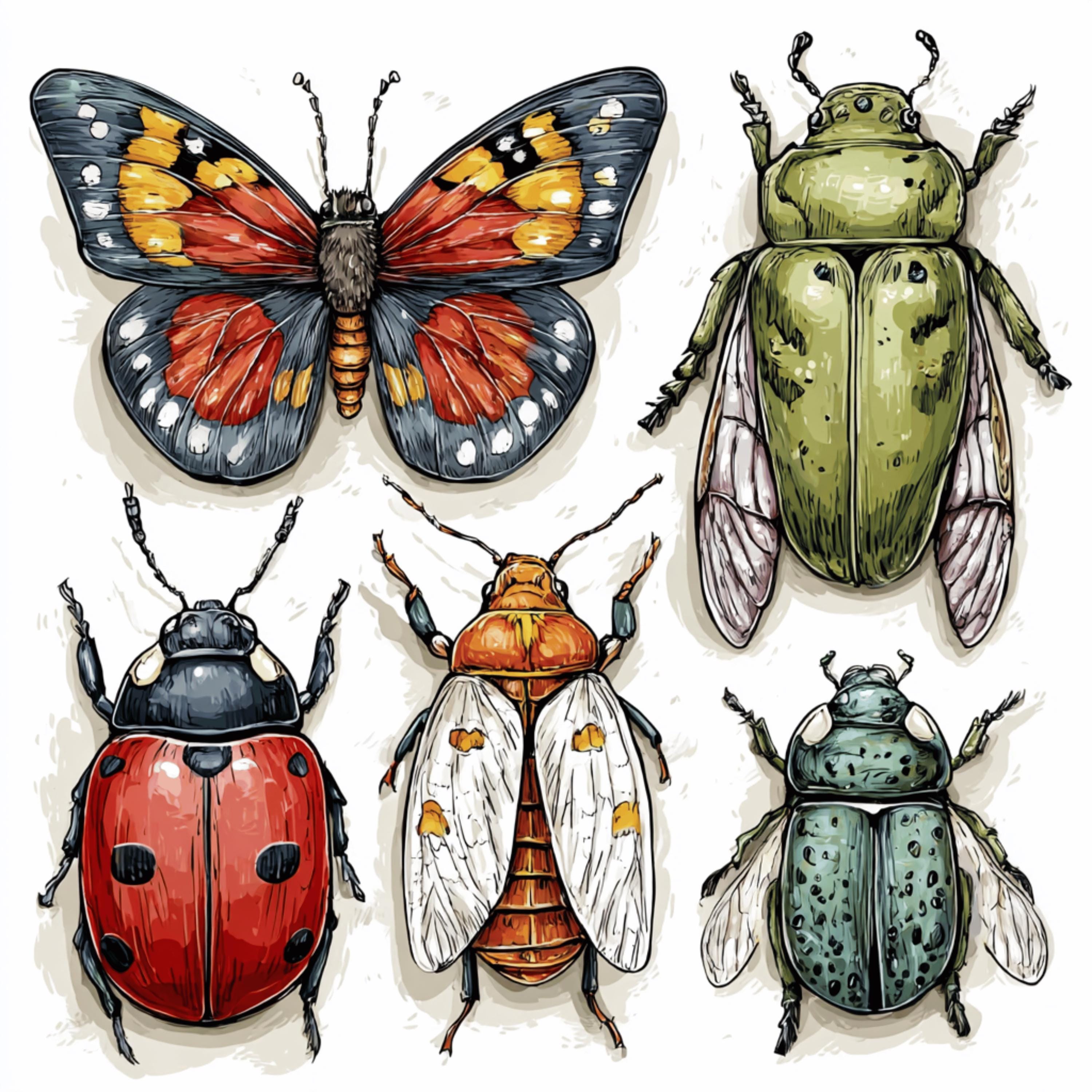24 DIY Wall Art Insect Digital Images, Colorful Beetle and Bug Artwork ...