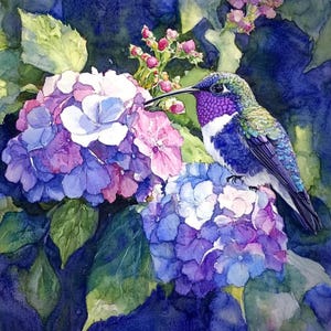 12 Hydrangea Watercolor Abstract Floral Digital Images Set of 12, Large ...
