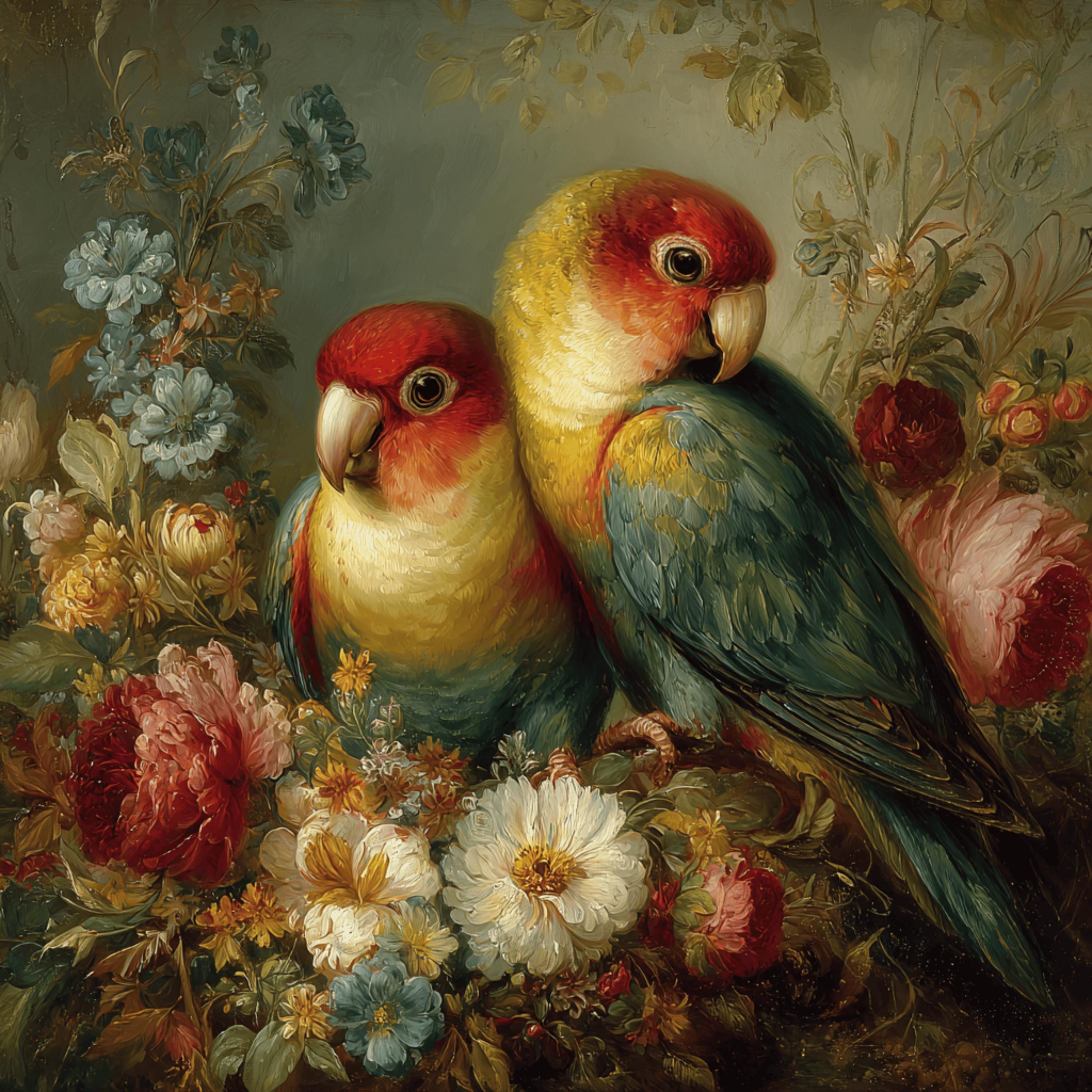 15 Colorful Parrot Portraits Digital Wall Art, Tropical Bird Paintings ...