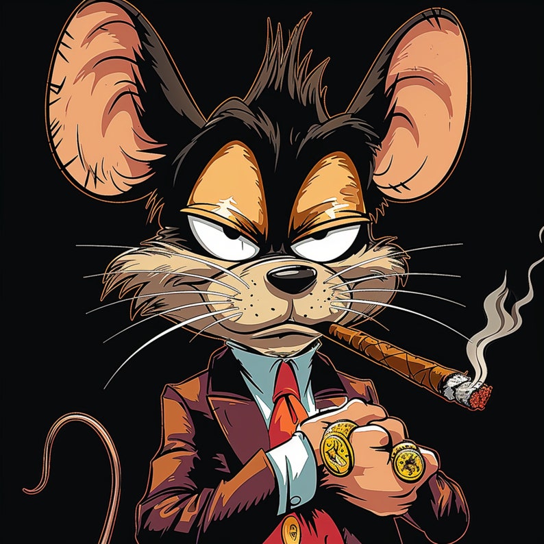12 Gangster Mouse Digital Art, Cartoon Caricature Set, 12 Unique Images ...