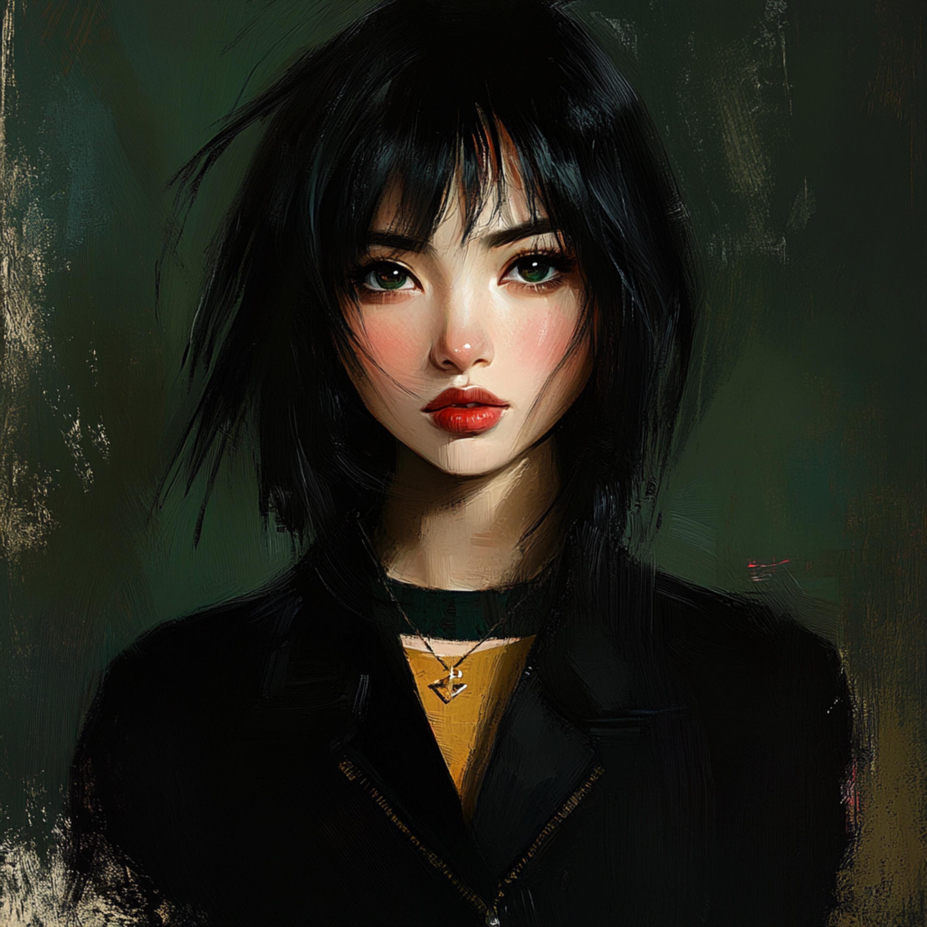 12 Japanese Female Portrait Artwork, Digital Images, Large Square ...
