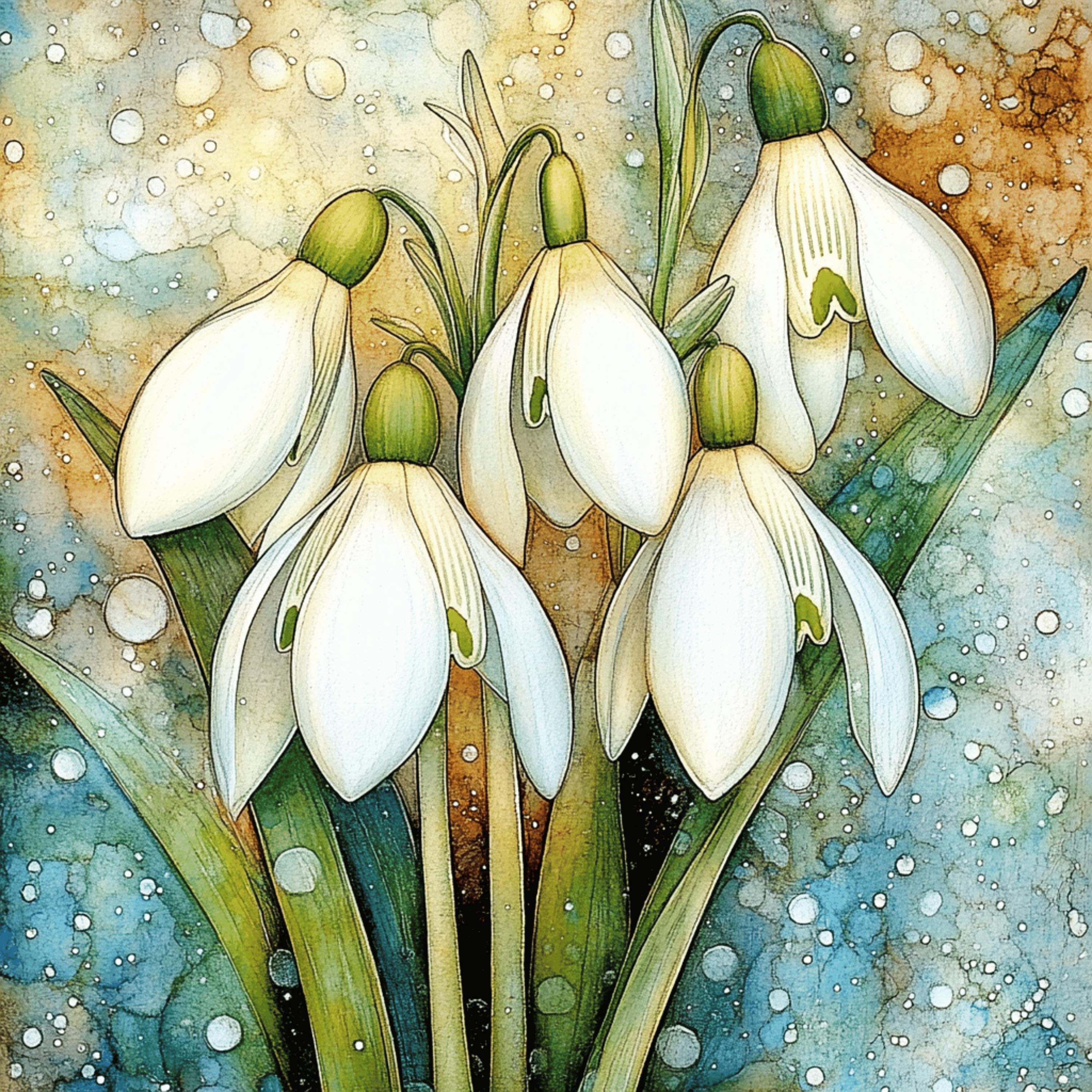 Snowdrop Digital Art Prints Set of 11 Botanical Wall Art Images ...