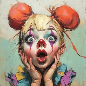 7 Colorful Clown Portrait Poster, Unique Artistic Clown Painting Print ...
