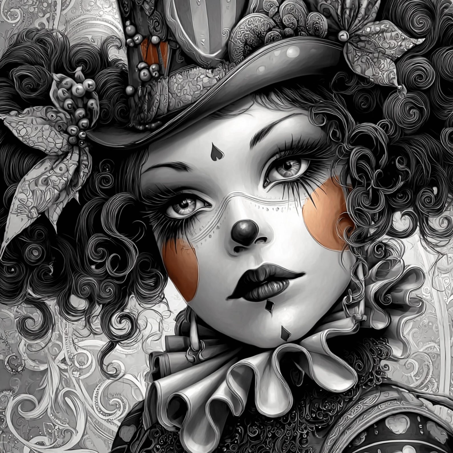 35 Pierrot Clown Portraits for DIY Wall Art, Harlequin Face Art ...