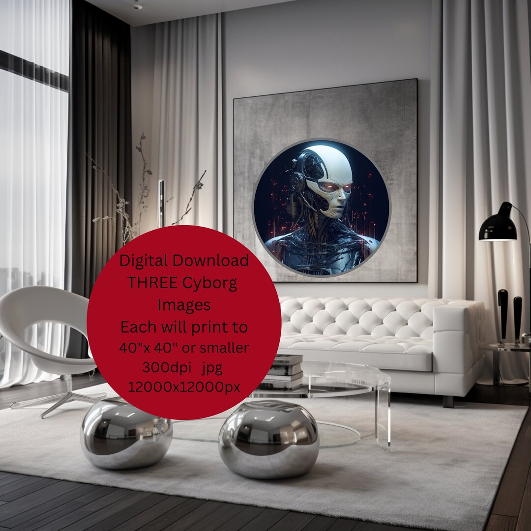 Instant Digital Download Affordable Wall Decor Cyborg Robot Futuristic ...