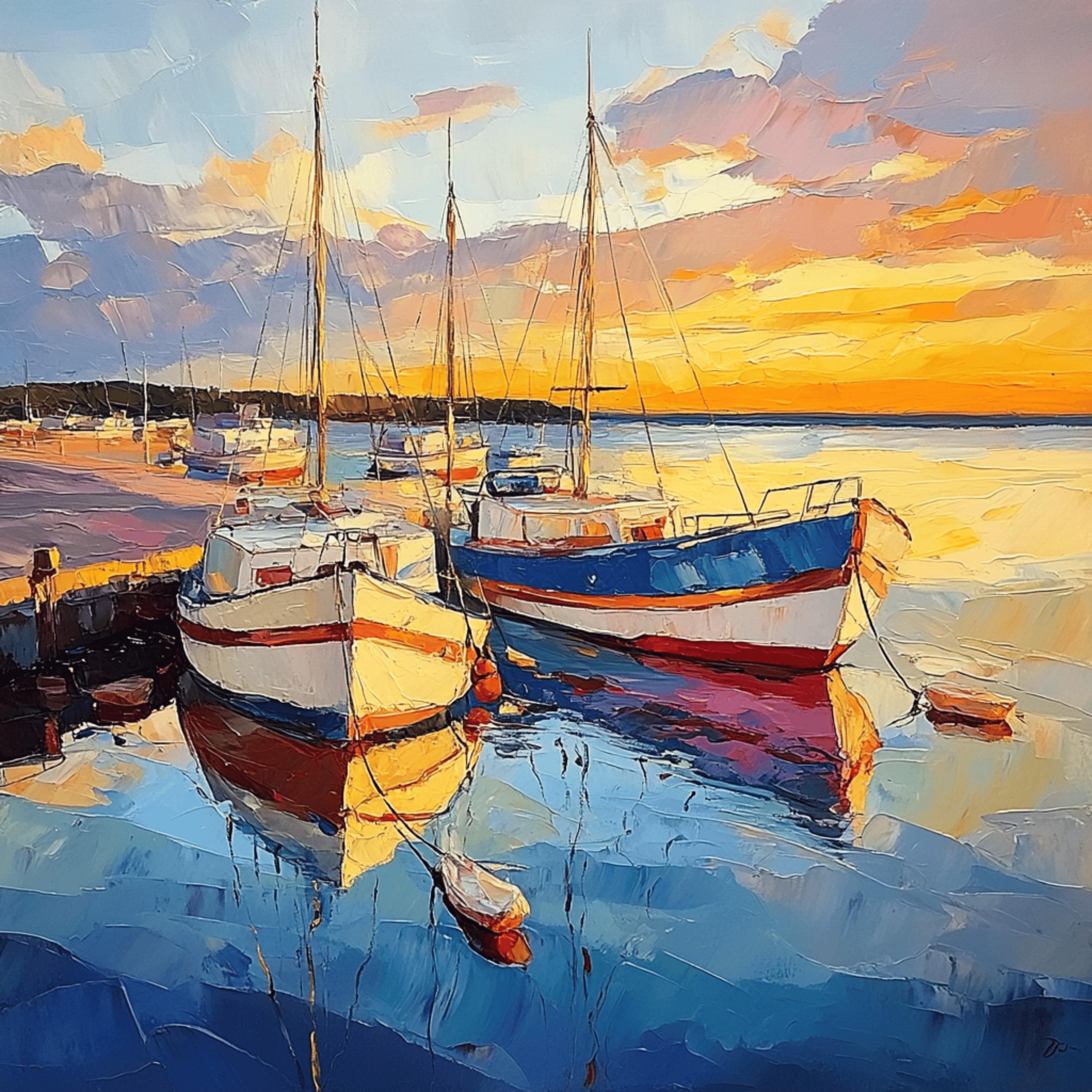 12 Tropical Boat Scenes Large Square Artwork Digital Images Poster ...