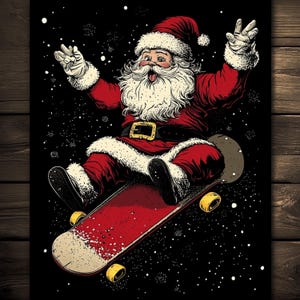 27 Santa Retro Poster, Large Square Artwork 27 Digital Images Holiday ...