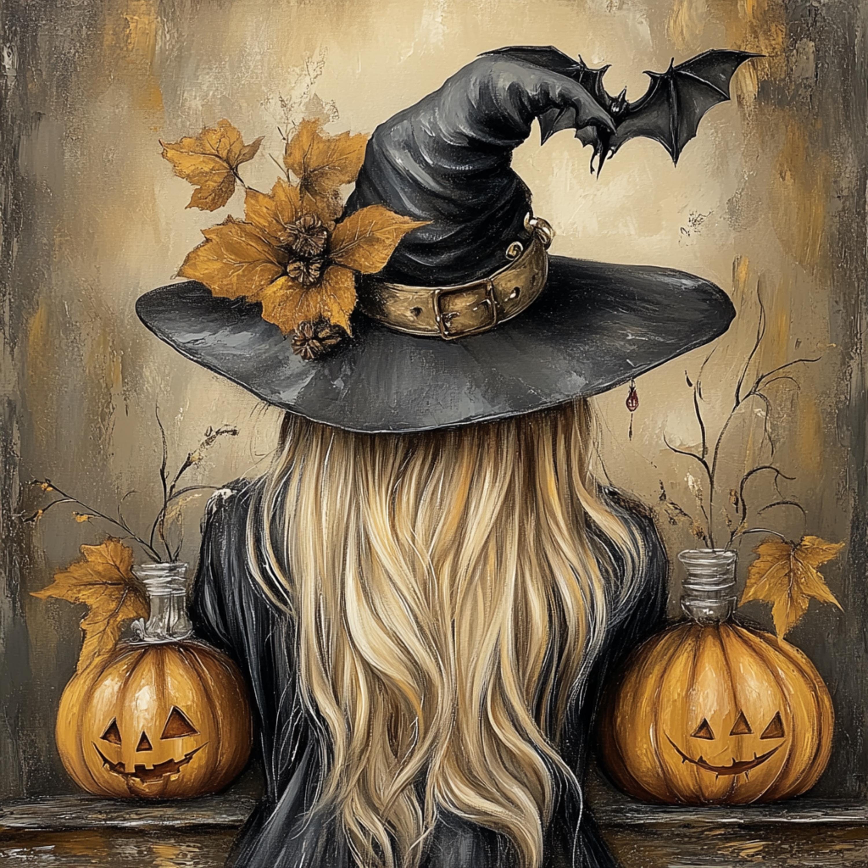 10 Halloween Witch Art Print, Digital Witch Illustration, Whimsical ...