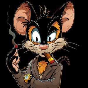 12 Gangster Mouse Digital Art, Cartoon Caricature Set, 12 Unique Images ...