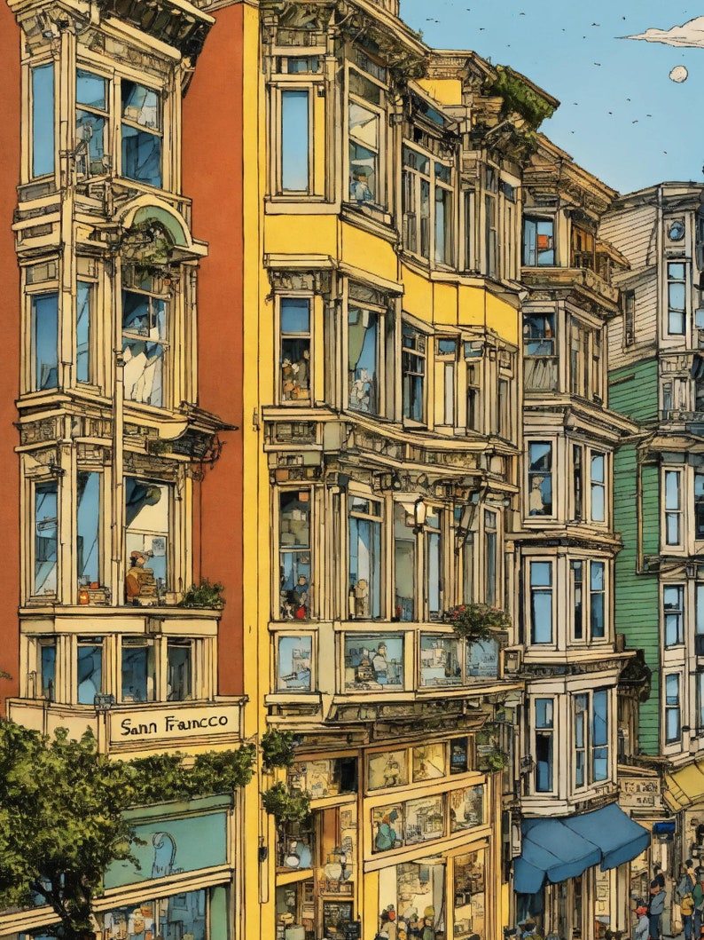 ELEVEN Vintage Tram Bus Art Print Scenes Colorful City Street ...