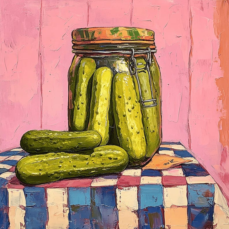 Kitchen Dining Room Wall Decor Dill Pickle Artwork Print Large Square ...