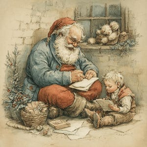 30 Retro Vintage Christmas Art, Nostalgic Holiday Illustrations, Santa ...