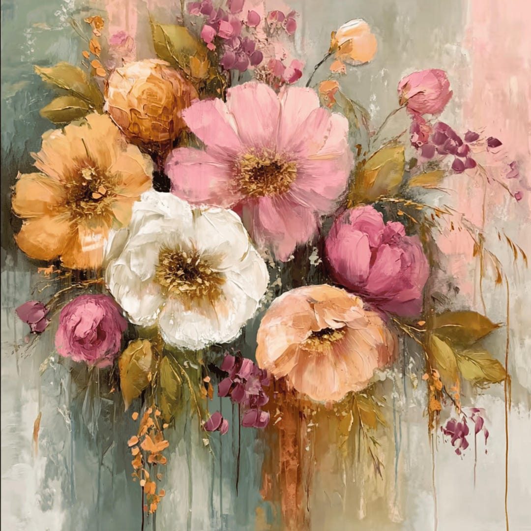 Pink Floral Abstract Art Prints: DIY Wall Decor, POD Crafts (digital ...