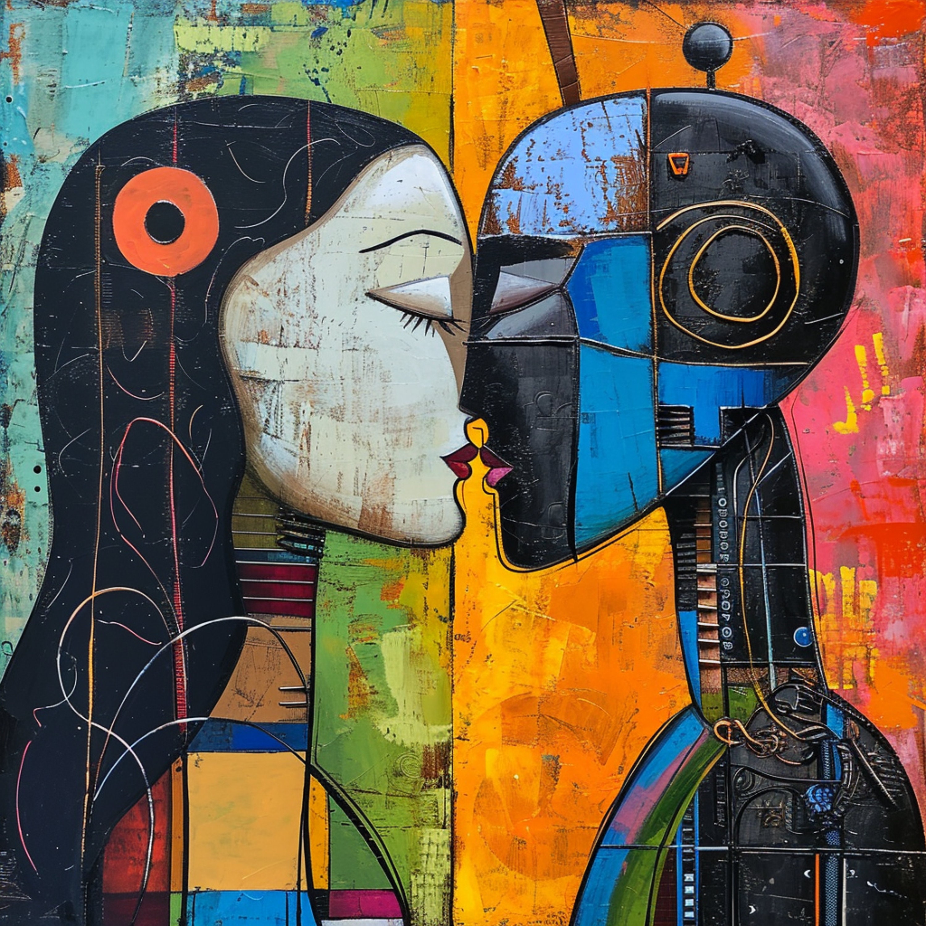 NINETEEN Abstract Male Female Portrait Wall Art, Vintage Style Woman ...