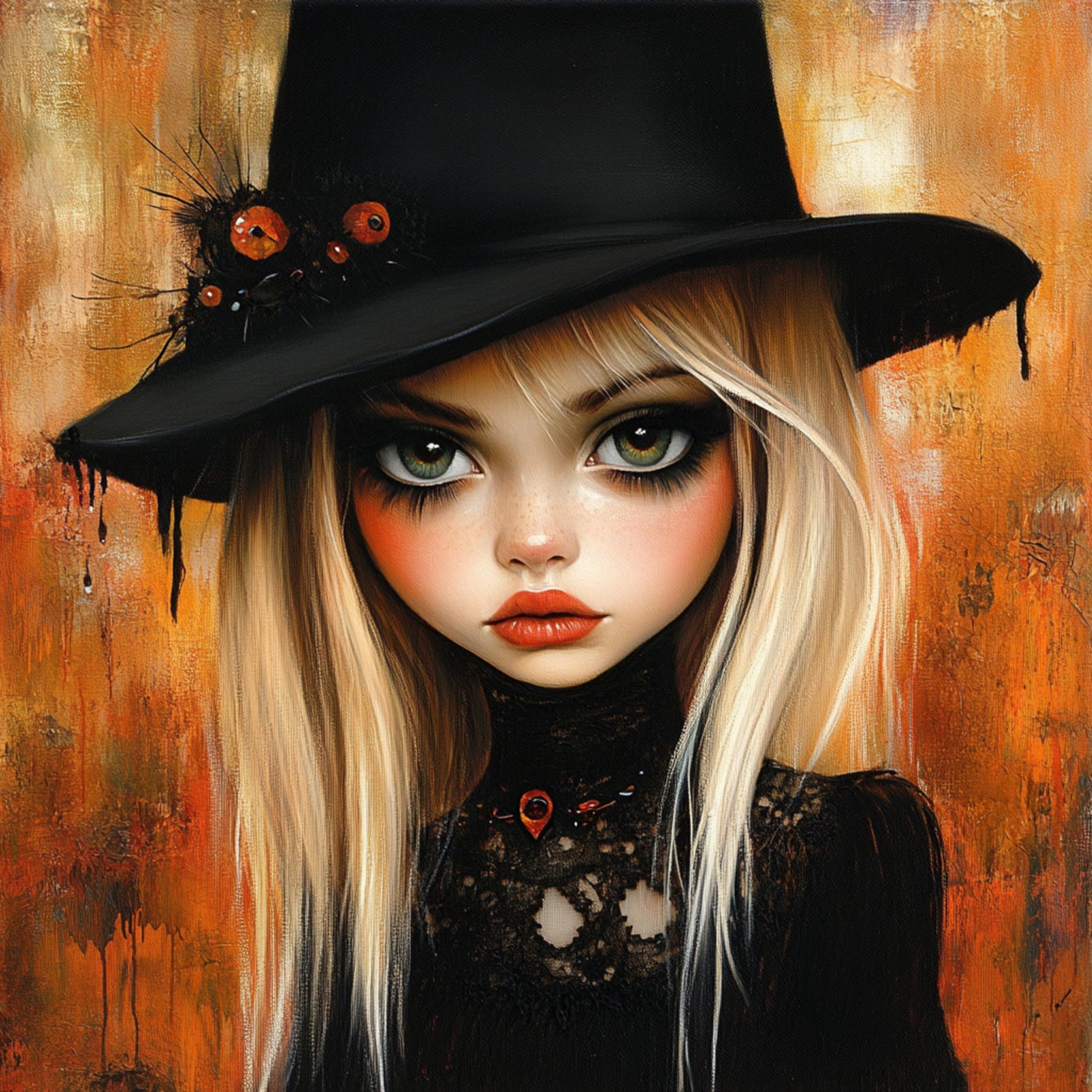 15 Goth Girl Female Portrait, Digital Art Print, Large Square Artwork ...